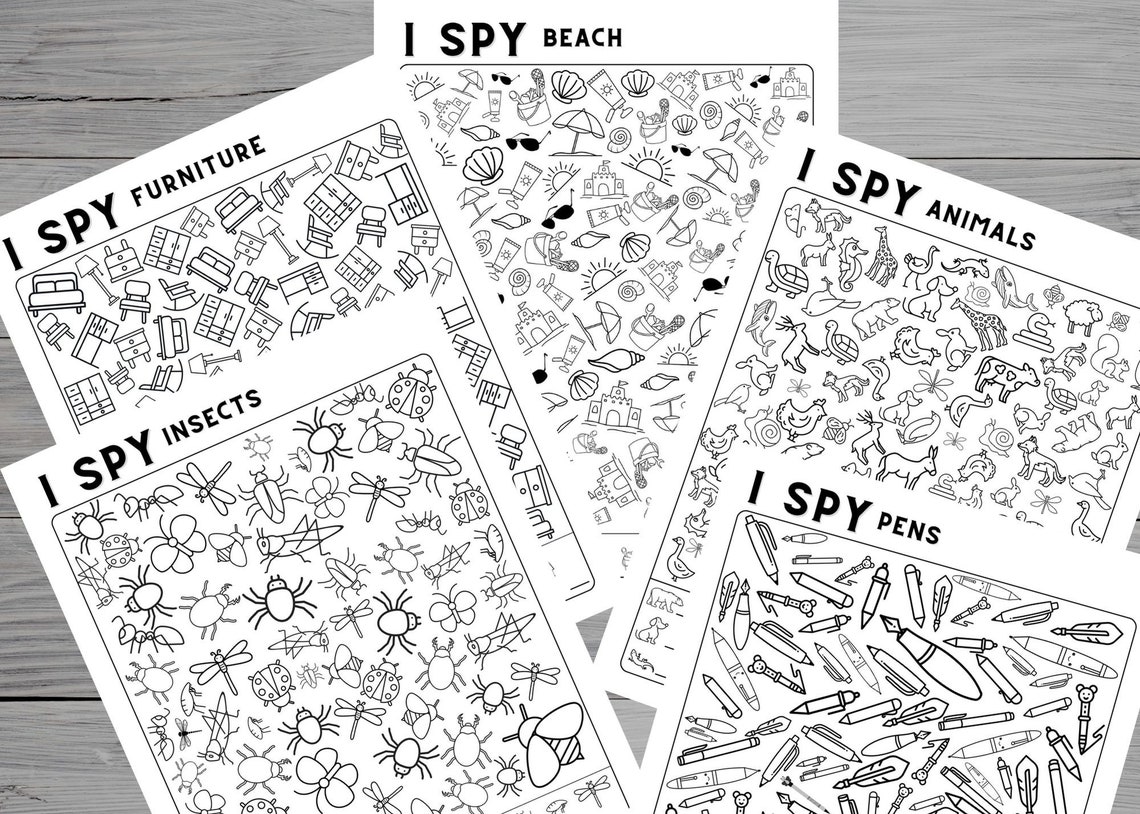 Printable I Spy Coloring Pages Digital Download I Spy Insects, I Spy ...