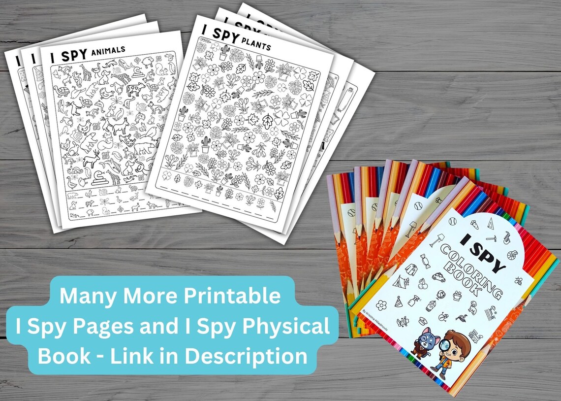 2 I Spy Printable Coloring Pages, I Spy Back to School, Black and White ...