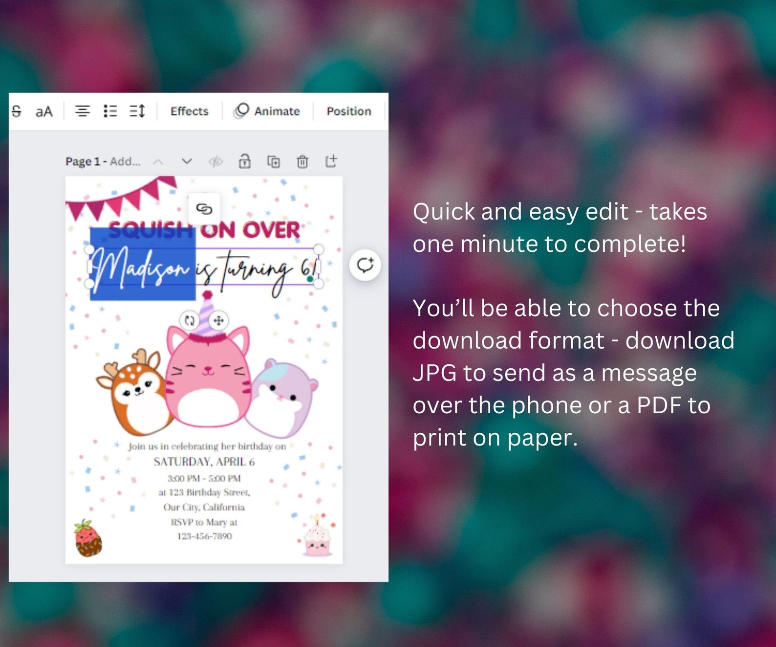 Squishmallow Birthday Invite + Squish Birthday Thank You Tags ...