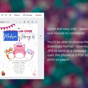 Squishmallow Birthday Invite + Squish Birthday Thank You Tags ...