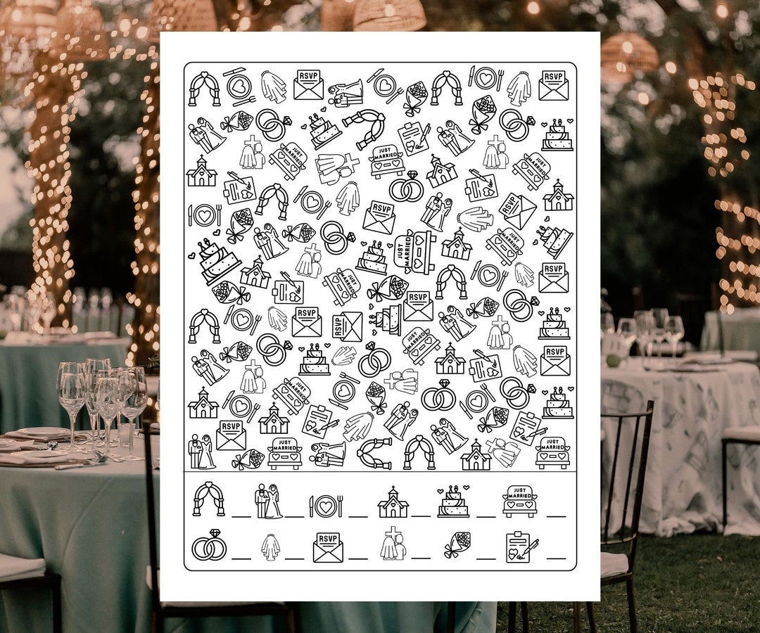 Printable I Spy Wedding Activity and Coloring Page, Wedding Coloring ...