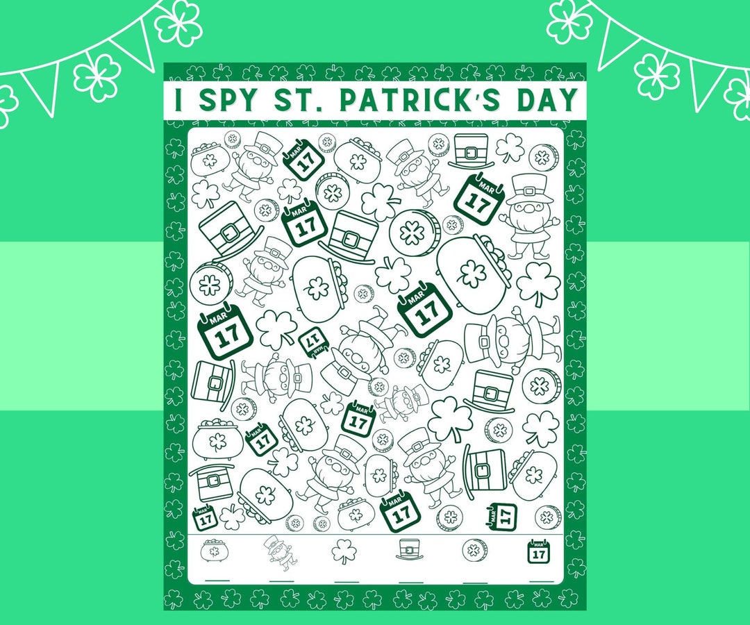 St. Patrick's I Spy Page One Page I Spy Activity for Saint Patrick's ...