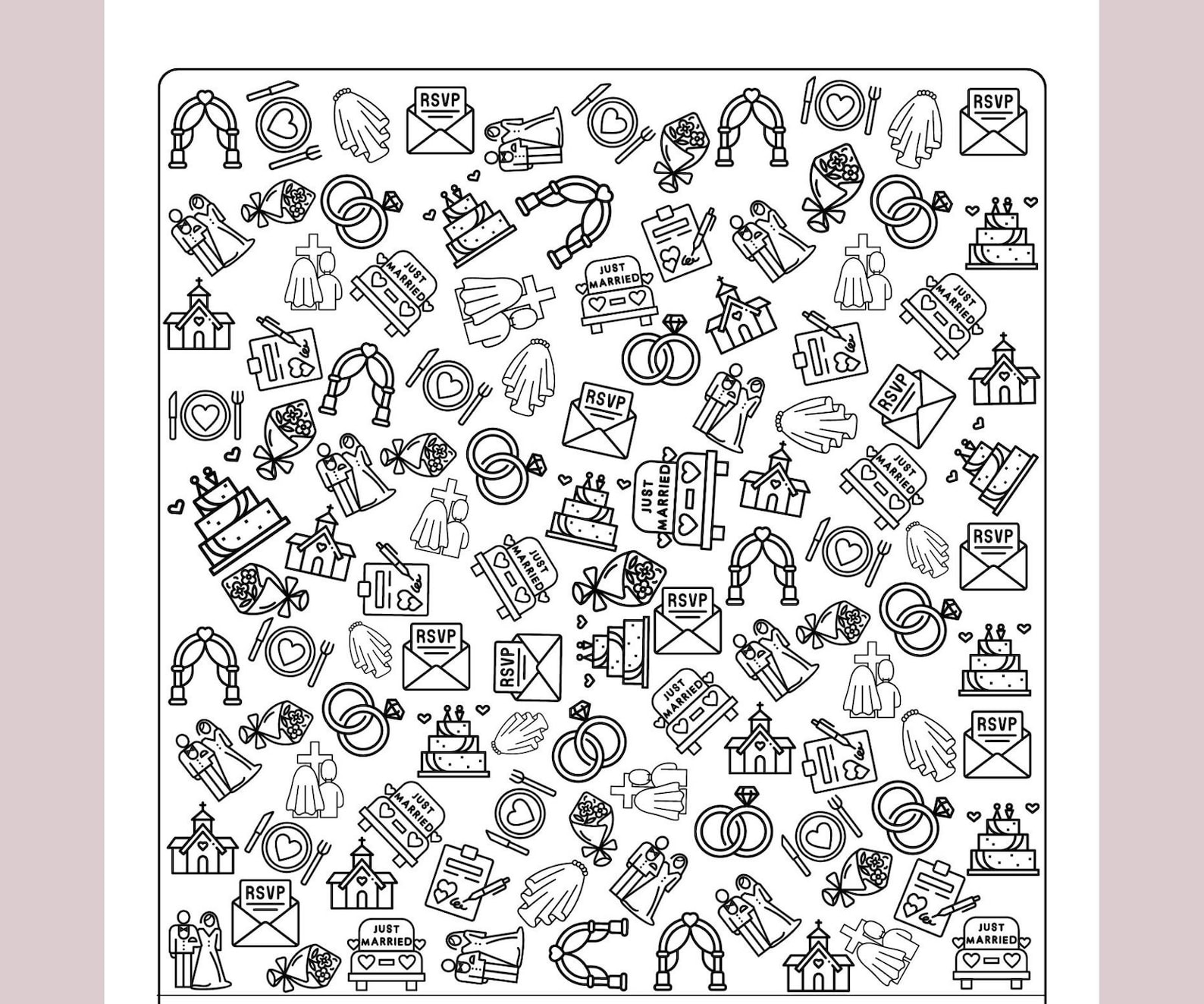 Printable I Spy Wedding Activity and Coloring Page, Wedding Coloring ...