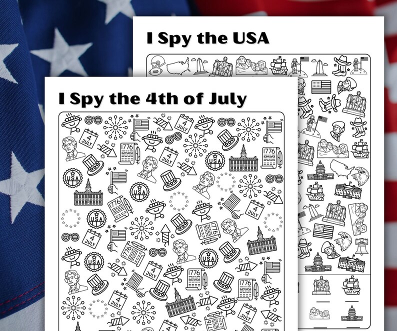 Printable I Spy the 4th of July Activity, Independence Day Coloring ...