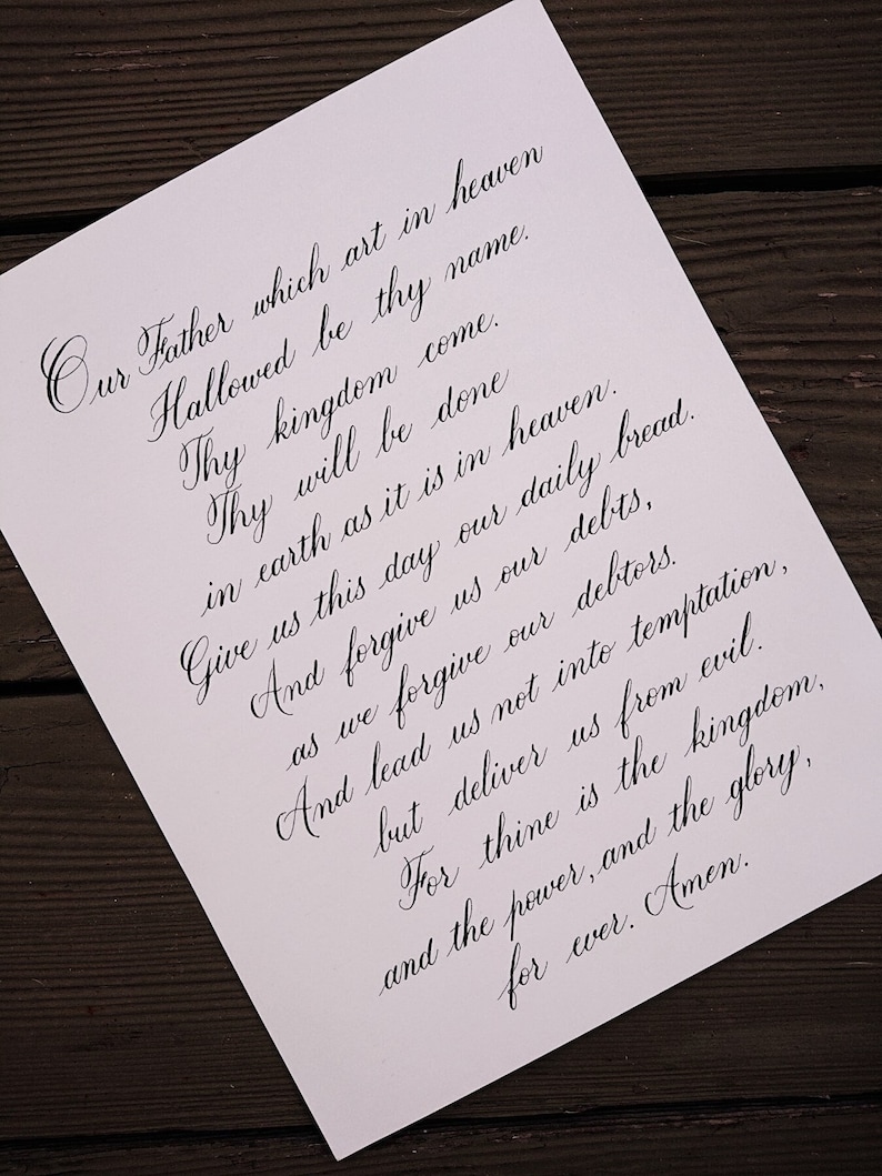 Calligraphy Poem/prayer on 8.5"x11" Paper, Lord's Prayer, Custom ...