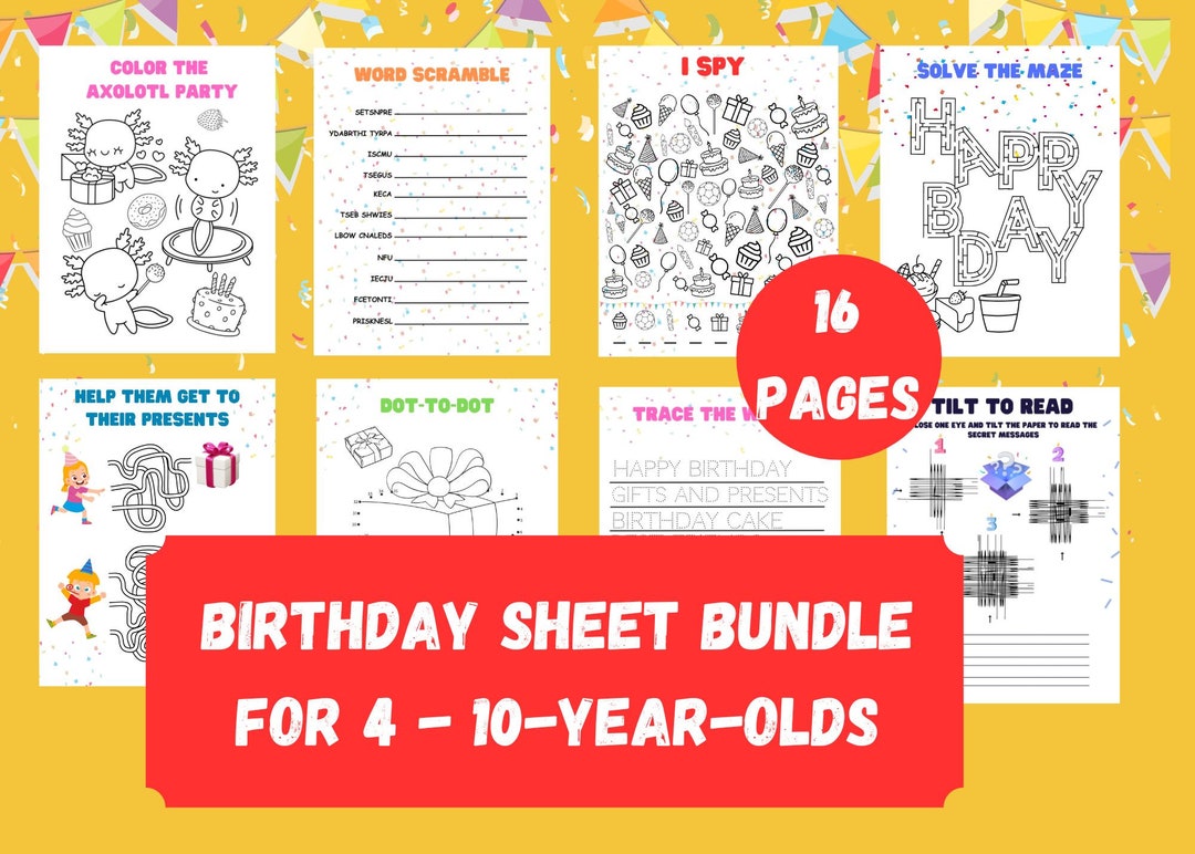 Printable Birthday Party Sheets - 16 Worksheets Games Coloring Pages ...