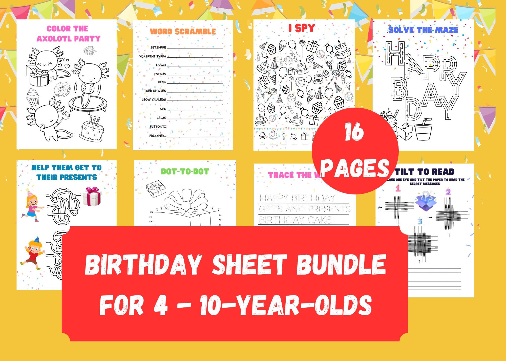 Printable Birthday Party Sheets - 16 Worksheets Games Coloring Pages ...