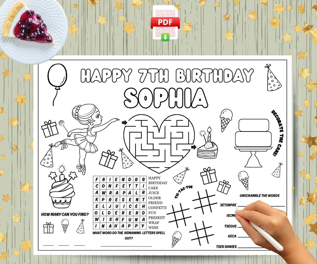 Editable & Printable Ballerina Birthday Placemat I Personalized ...