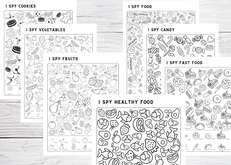 Printable 42 I SPY Pages for Kids Activities for Trips - Holidays, Food ...