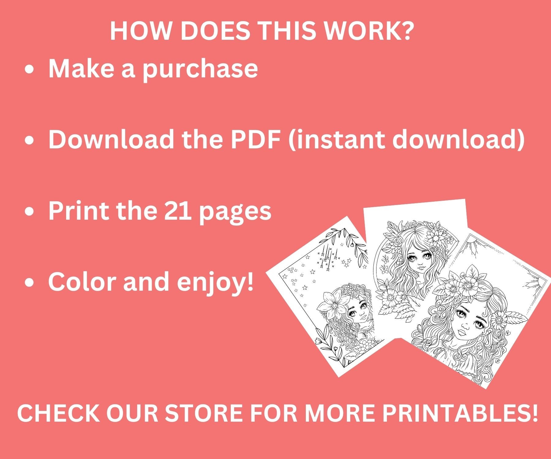 Cute Girl Printable Coloring Pages for Teens and Adults Cute Fairy ...