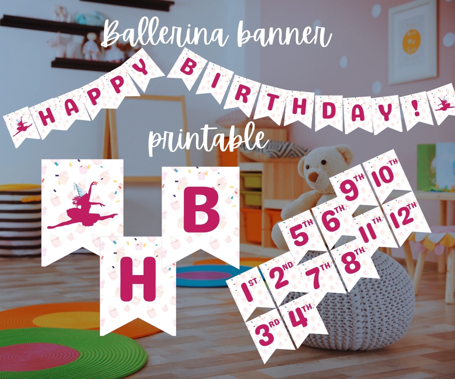 Ballerina Birthday Party, Printable Ballerina Birthday Banner, Banner ...