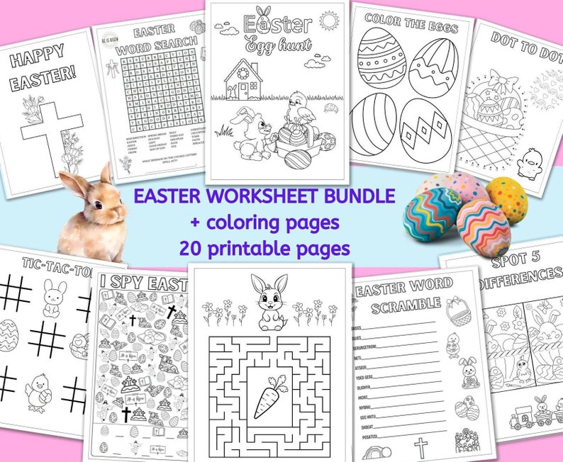 Printable Easter Worksheets, Easter Puzzle Pages, Easter Maze, Spot the ...