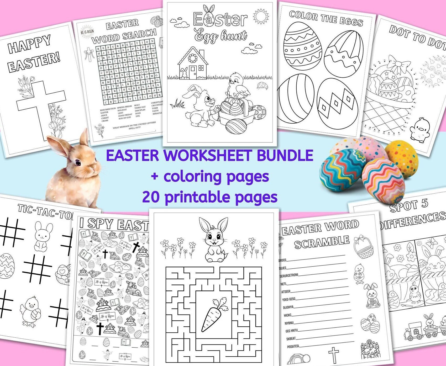 Printable Easter Worksheets, Easter Puzzle Pages, Easter Maze, Spot the ...