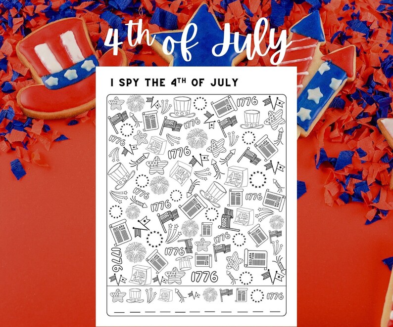 Printable I Spy the 4th of July Activity, Independence Day Coloring ...