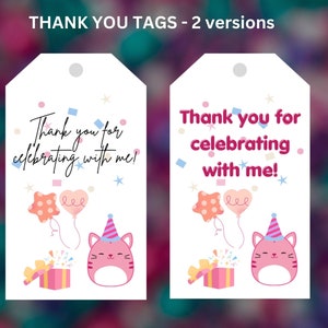 Squishmallow Birthday Invite + Squish Birthday Thank You Tags ...
