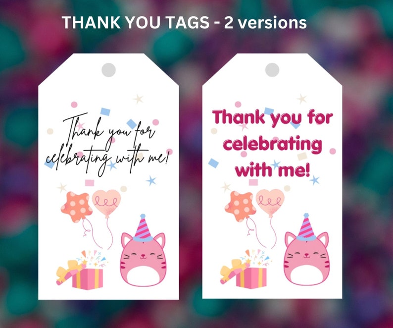 Squishmallow Birthday Invite + Squish Birthday Thank You Tags ...
