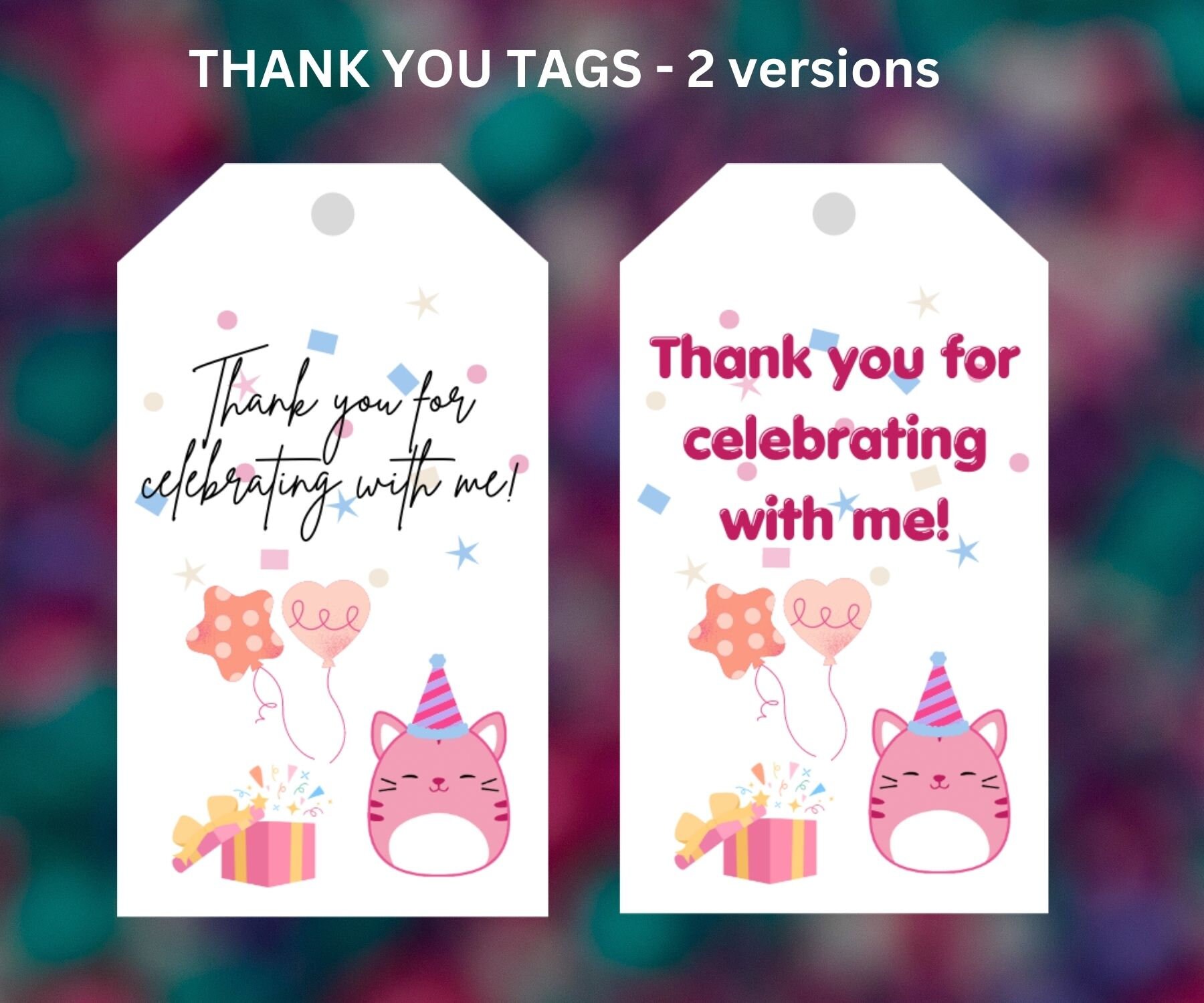 Squishmallow Birthday Invite + Squish Birthday Thank You Tags ...