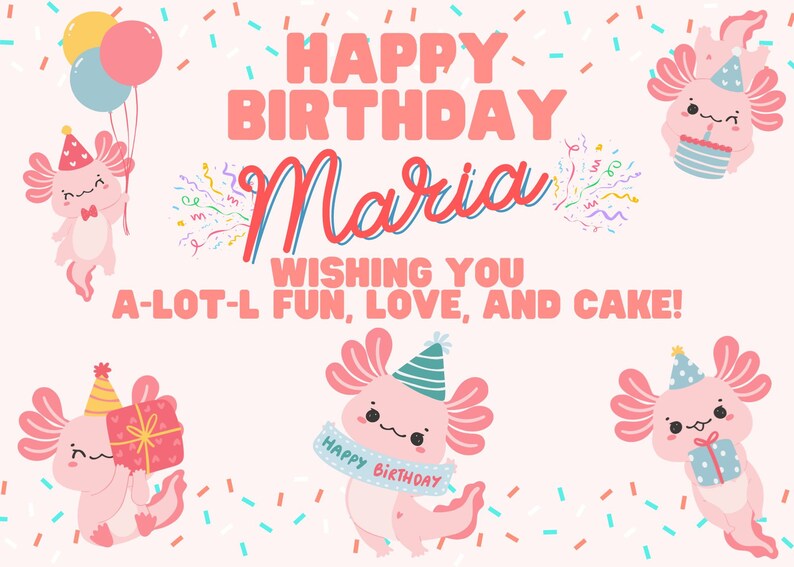 Download&print Personalized Axolotl Happy Birthday Card Template, Axie ...