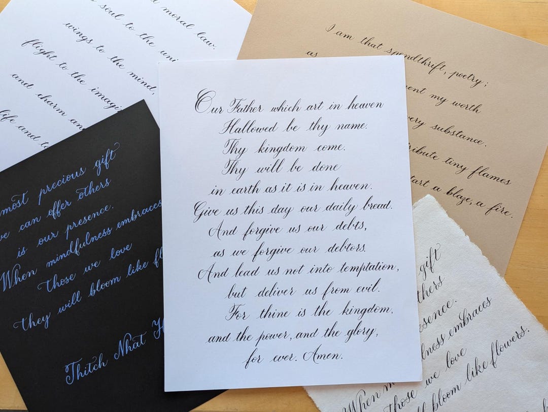 Calligraphy Poem/prayer on 8.5"x11" Paper, Lord's Prayer, Custom ...