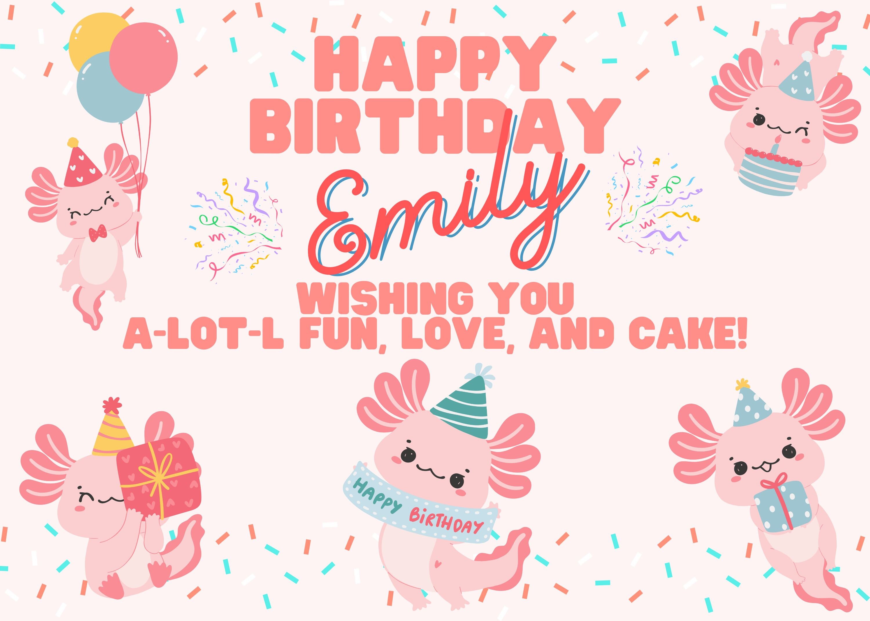 Download&print Personalized Axolotl Happy Birthday Card Template, Axie ...