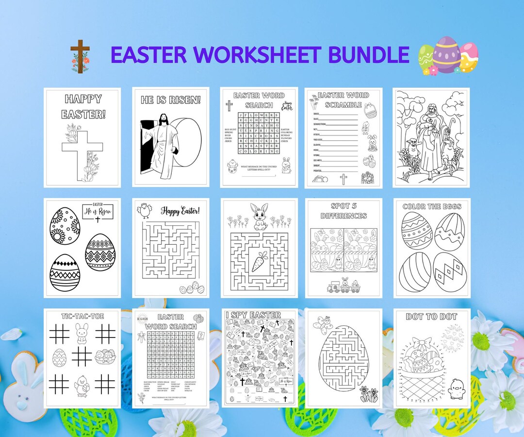 20 EASTER Sheets, Christian Easter, Easter Puzzle, Easter Maze, Spot ...