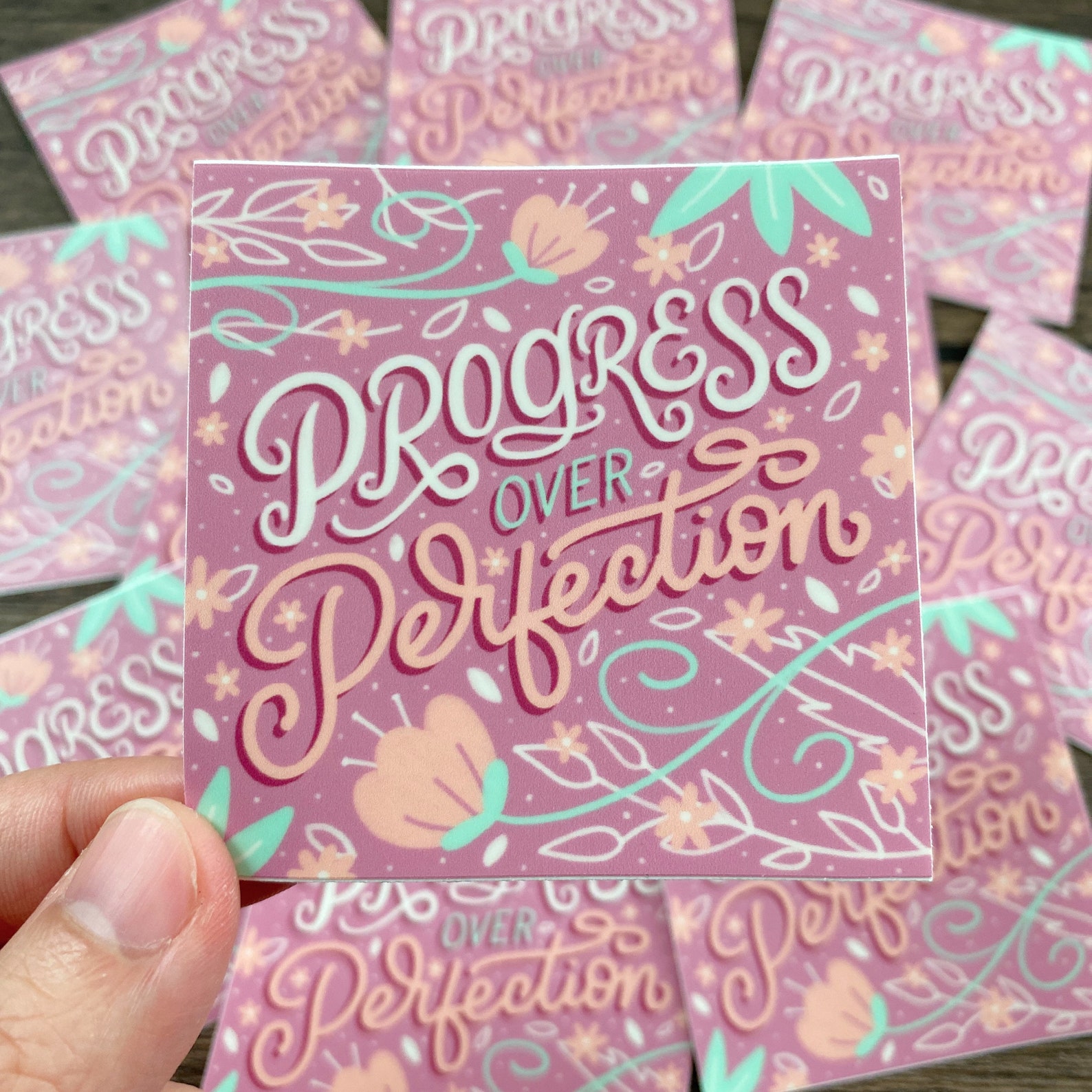 Progress Over Perfection Matte Vinyl Sticker Motivational Positive ...