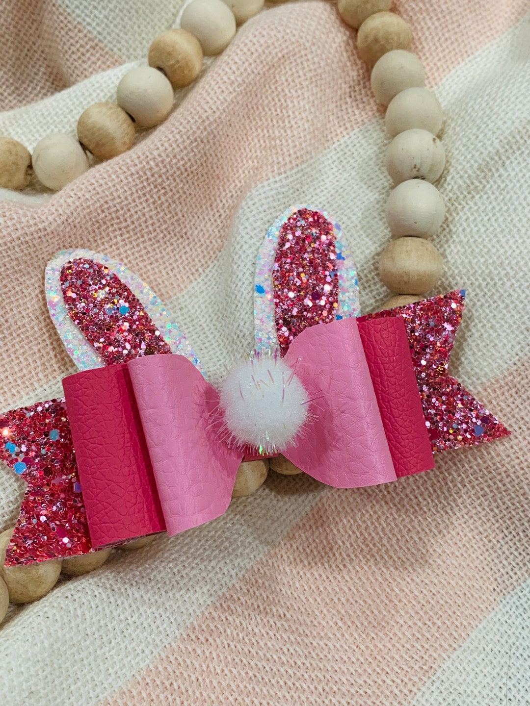 Easter Bunny Hair Bow, Glitter Bunny Bow, Cute Easter Hair Clip, Spring ...