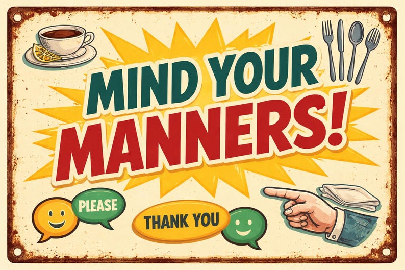 Mind Your Manners Sign: Please, Thank You Retro Metal Art - Etsy