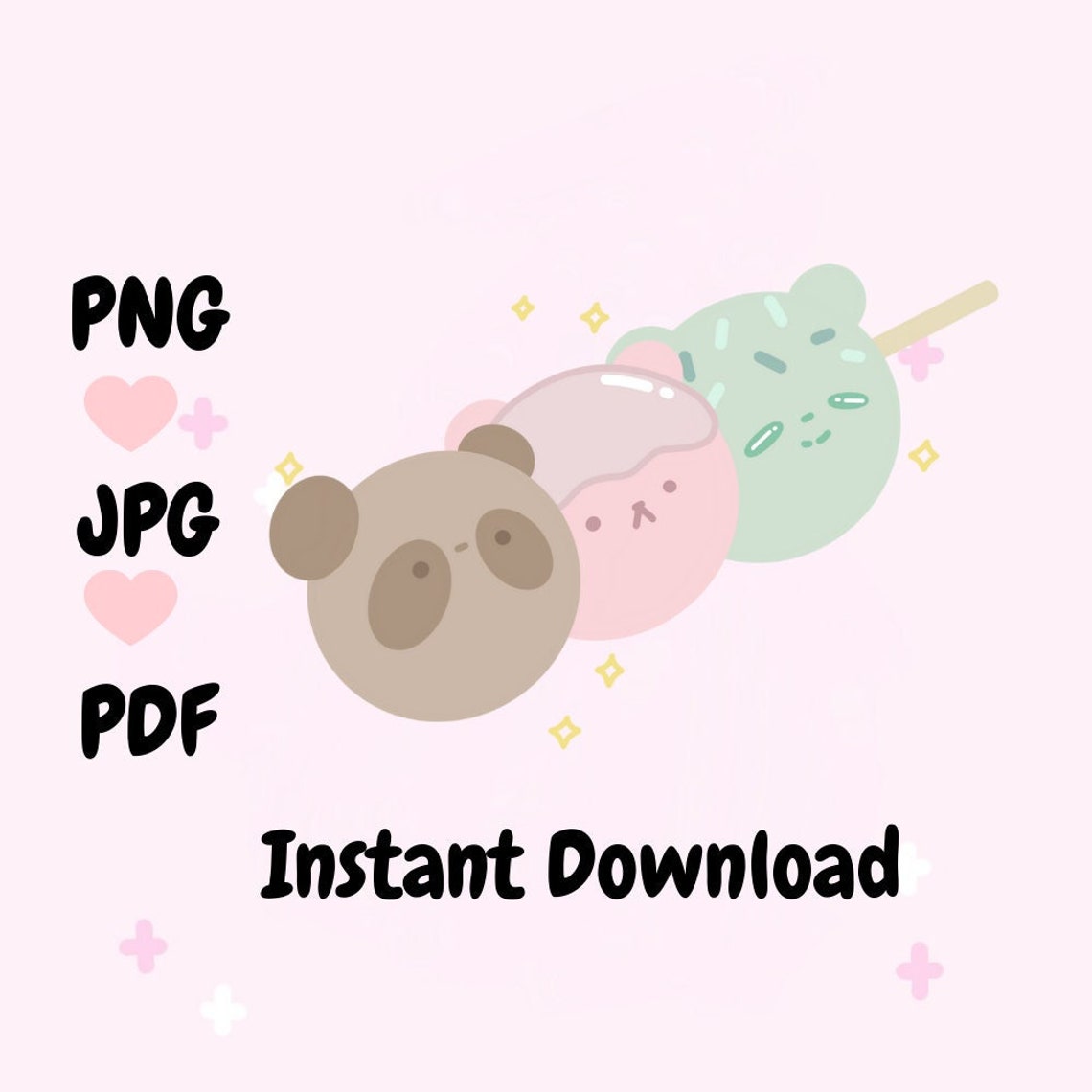 Kawaii Bear Dango Digital Clipart Kawaii Clipart Bear - Etsy