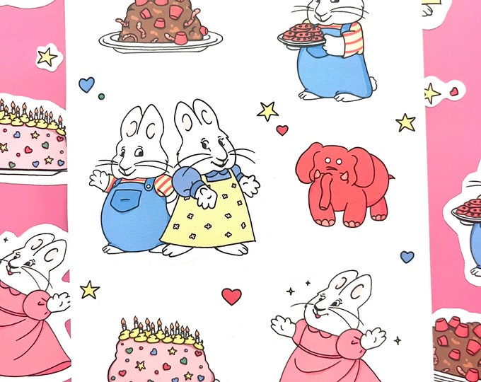 Max and Ruby Sticker Sheet Kawaii Stickers Bunny Stickers Cute Pink Sweet Y2k Stickers - Etsy