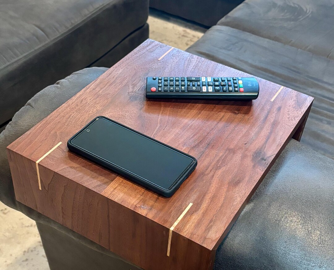 WALNUT Sofa Arm Table Tray, Armrest Table, Couch Arm Table, Wood Arm ...