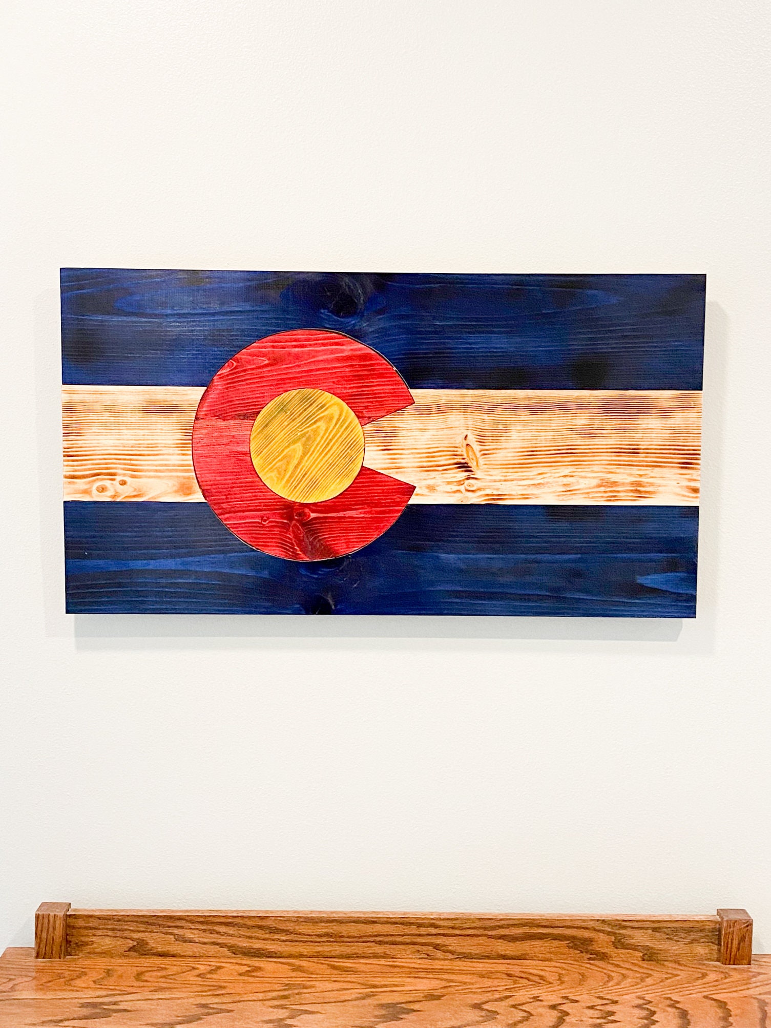 LARGE Colorado Rustic Wood Flag (36"x19"), Colorado Mountain Wall Art ...
