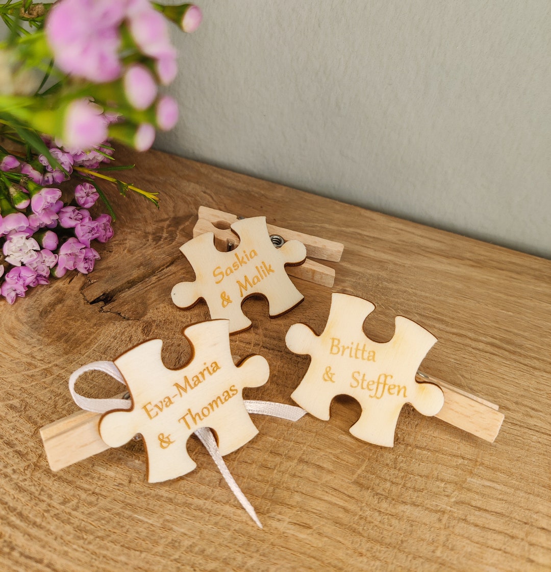 Engraved Wooden Jigsaw Puzzle Piece Jigsaw Themed Wedding Pin - Etsy