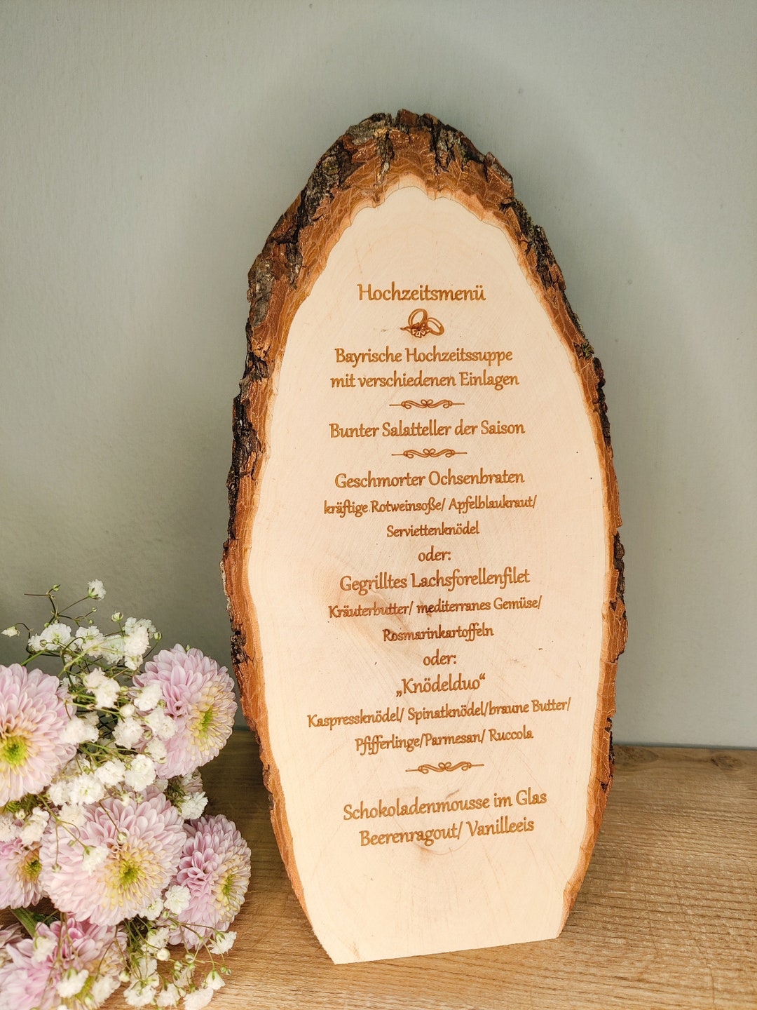Standing Wooden Menu Card / Wedding Menu on Wooden Board With Laser ...