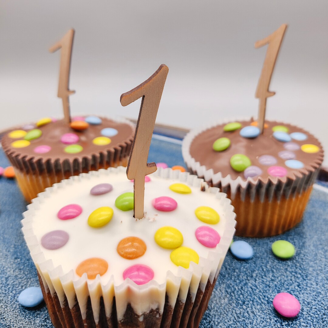 Wooden Muffin Toppers / Set 10 Pieces / Birthday Numbers / Muffin Plug ...