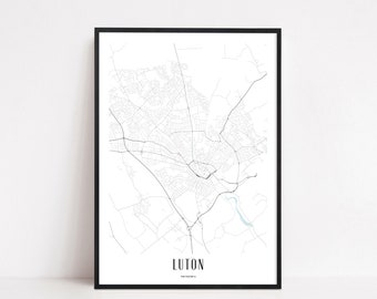Digital Prints City Map Art City Map Print Luton Poster Wall Art Print ...
