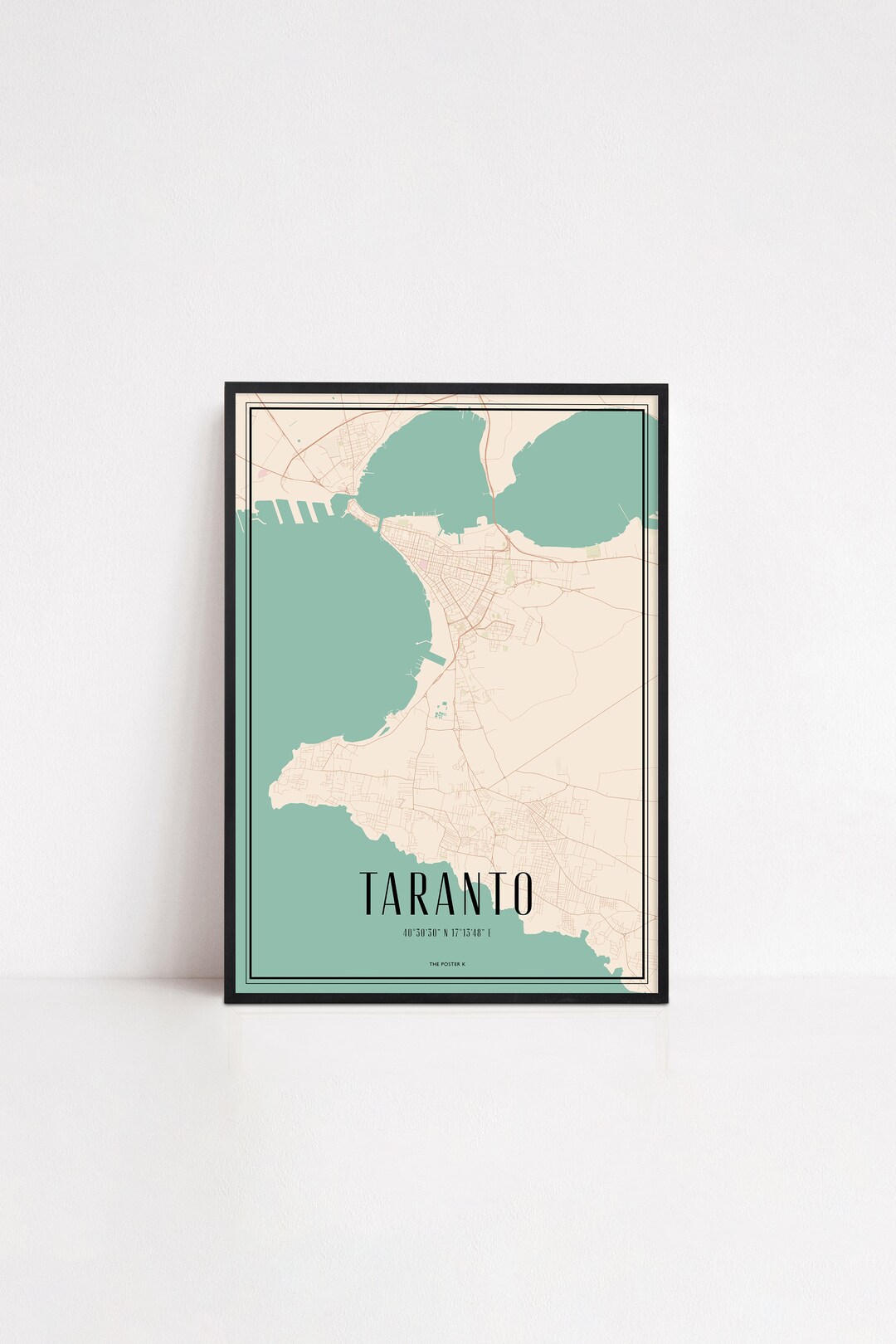 Mappa stampa artistica da parete su poster di Taranto / Stampa mappa ...