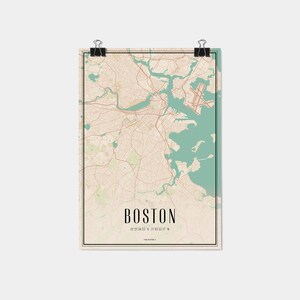 Boston Poster Wall Art Print Map City Map Print City Map - Etsy