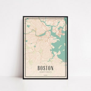Boston Poster Wall Art Print Map City Map Print City Map - Etsy
