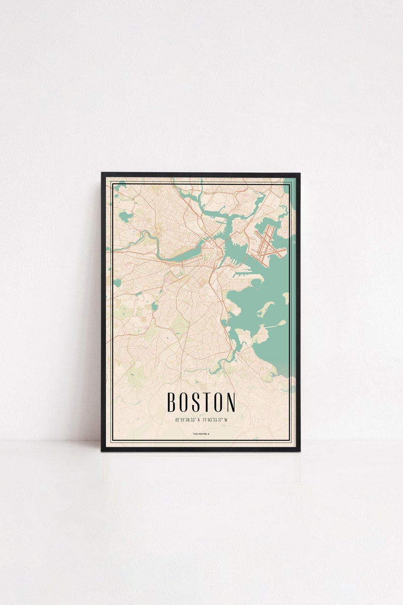 Boston Poster Wall Art Print Map City Map Print City Map - Etsy