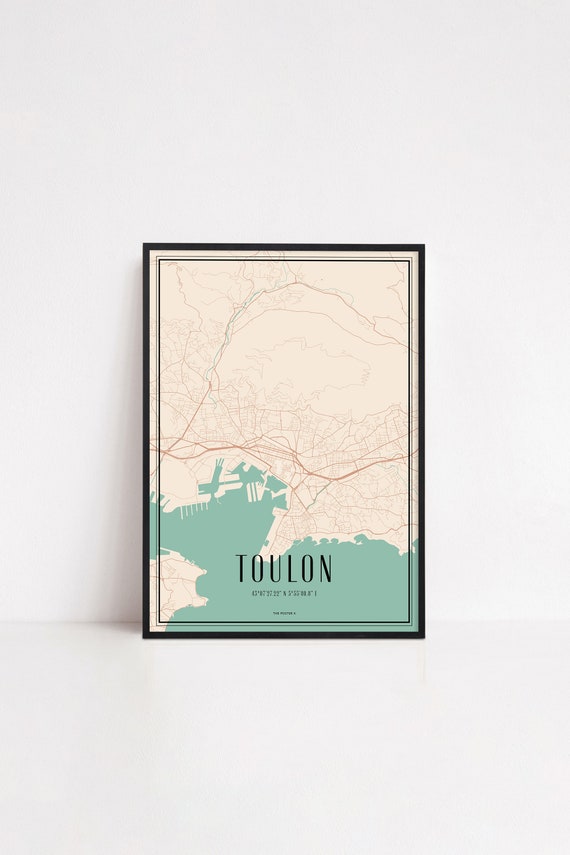 Art & Collectibles Toulon Poster Wall Art Print Map City Map Print City ...