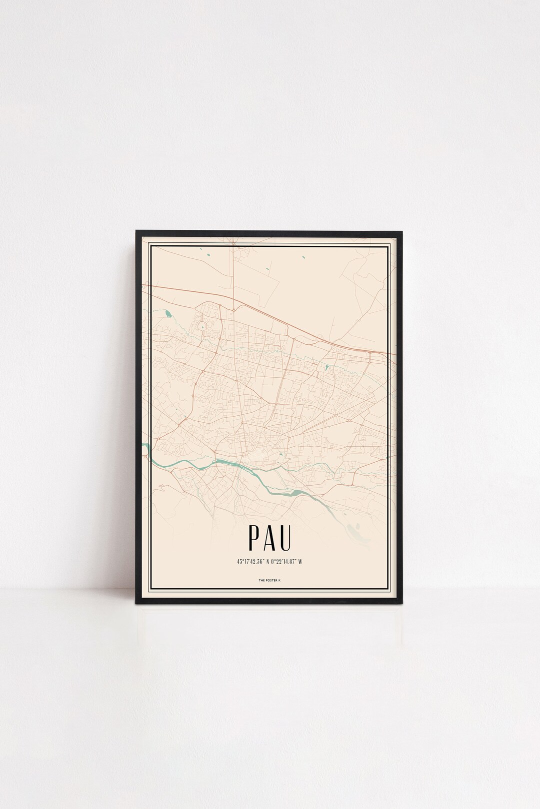 Pau Poster Wall Art Print Map City Map Print City Map Art World ...