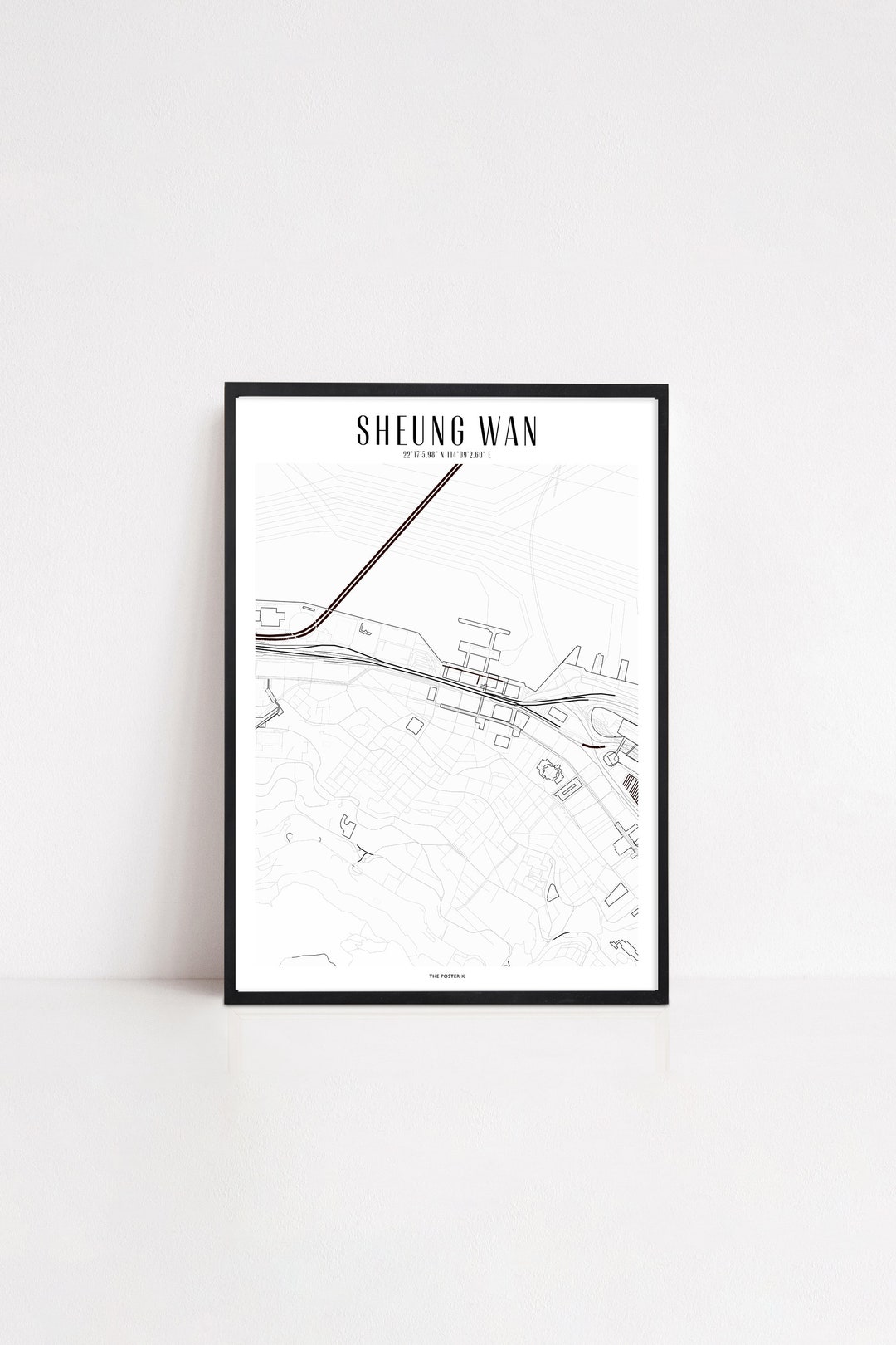 Sheung-wan Poster Wall Art Print Map City Map Print City Map Art World ...