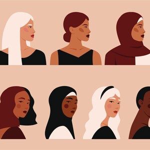 Abstract Woman SVG, Feminine Vector Clipart, Diversity Women, Friends ...