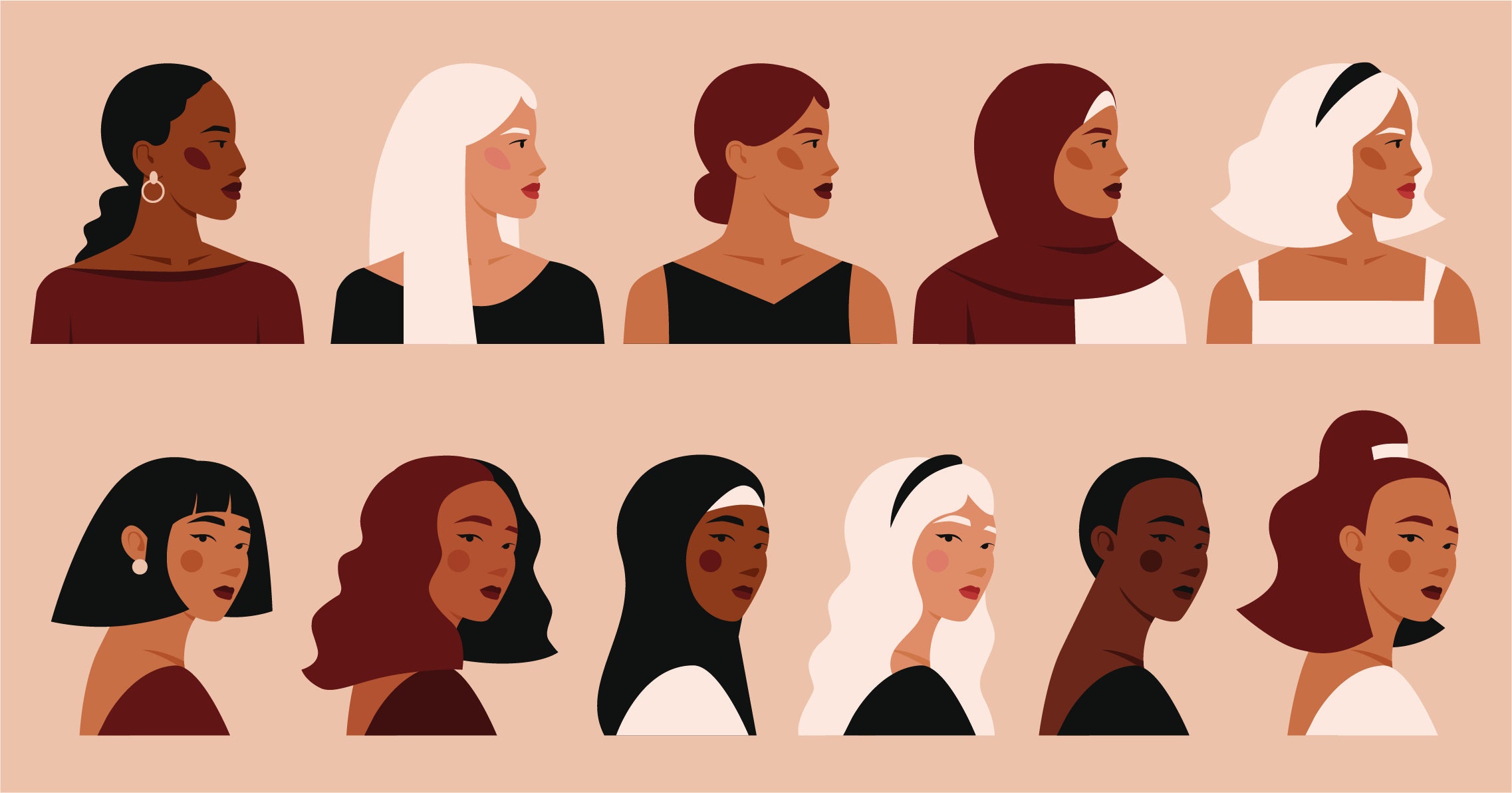 Abstract Woman SVG, Feminine Vector Clipart, Diversity Women, Friends ...