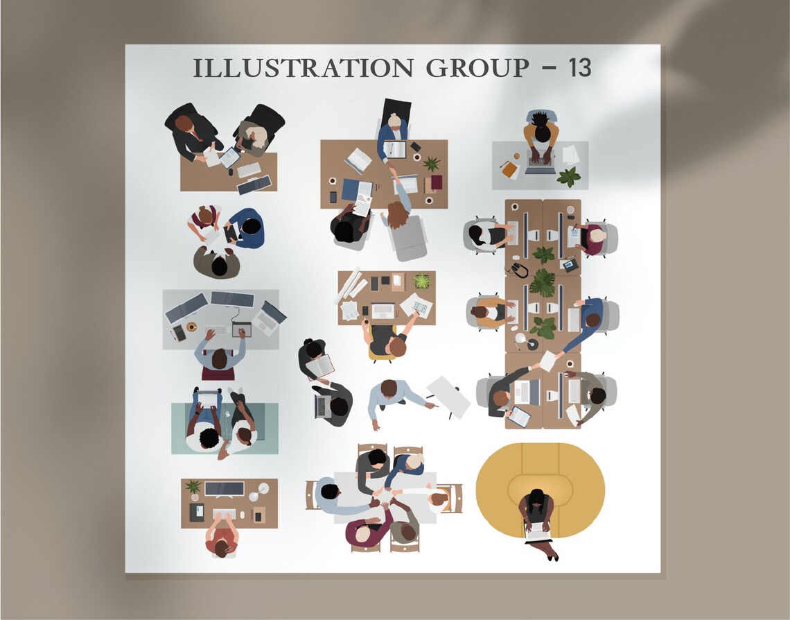 53 Flat Vector People Illustration Working People Top View Pack of 13 ...