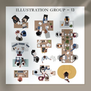 53 Flat Vector People Illustration - Working People - Top View - Pack ...