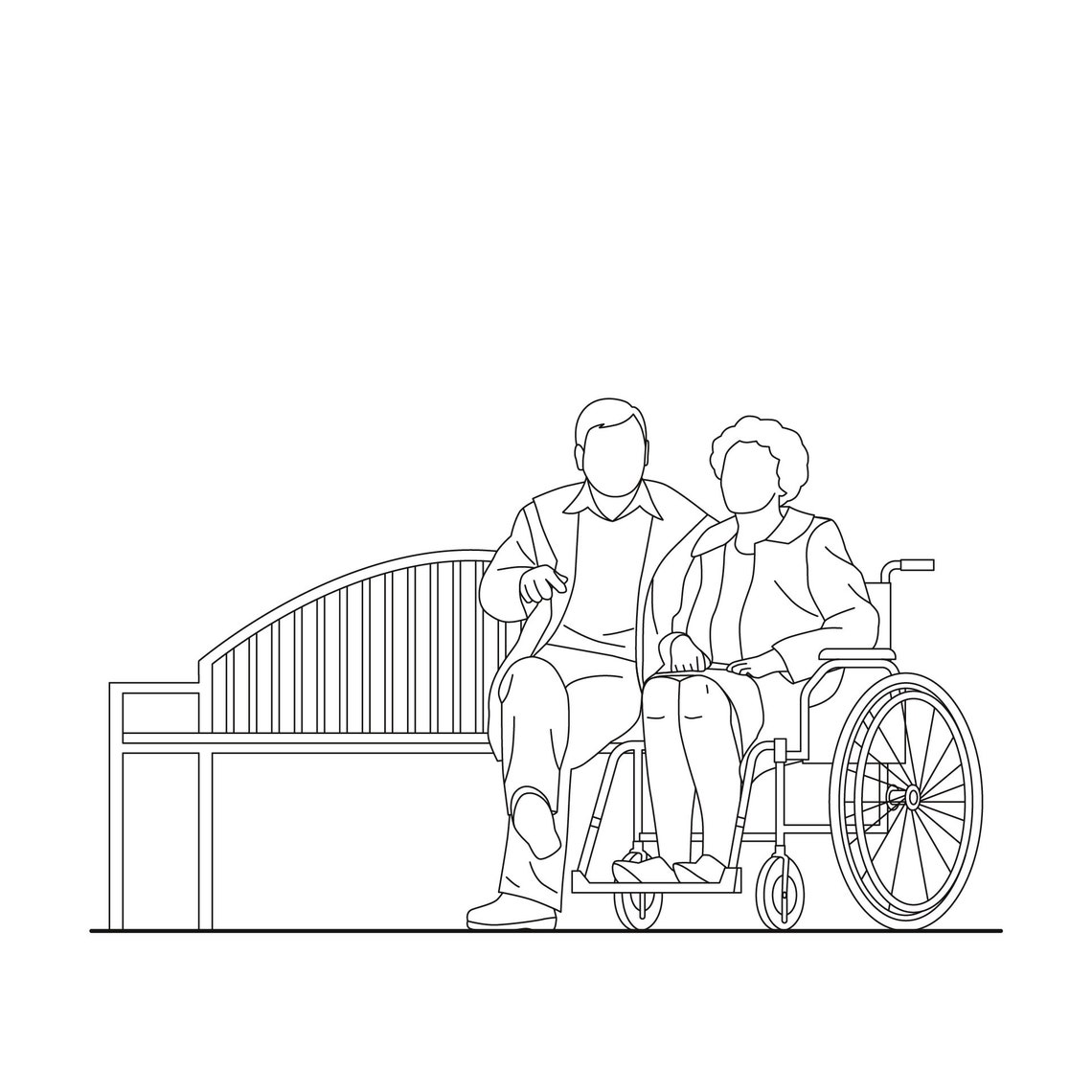 15 Line Vector People Illustration AI - Old People - Elderly Faceless ...