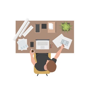 53 Flat Vector People Illustration - Working People - Top View - Pack ...