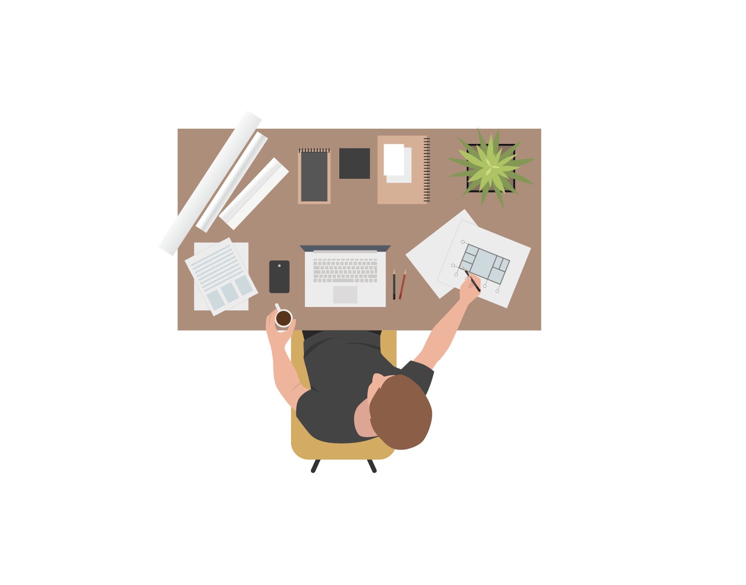 53 Flat Vector People Illustration Working People Top View Pack of 13 ...